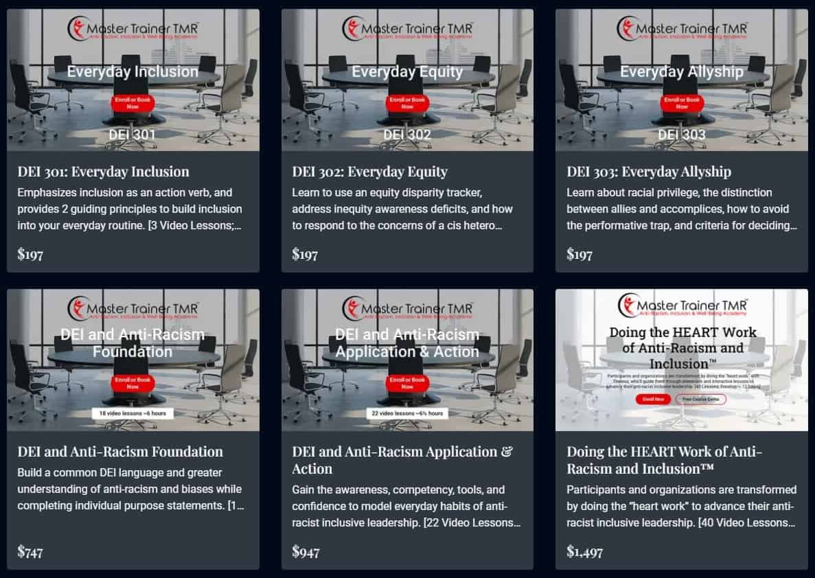 Bottom-6-On-Demand-Courses | Master Trainer TMR Well-Being, Leadership, DEI and Anti-Racism Training